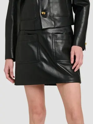 Bottega Veneta Leather Patch Pocket Miniskirt