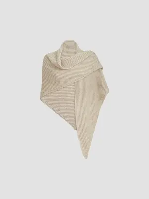 Brunello Cucinelli Sparkling Cashmere, Wool And Mohair Rib Knit Shawl - Ecru