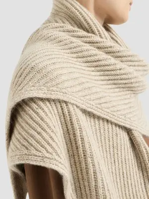 Brunello Cucinelli Sparkling Cashmere, Wool And Mohair Rib Knit Shawl