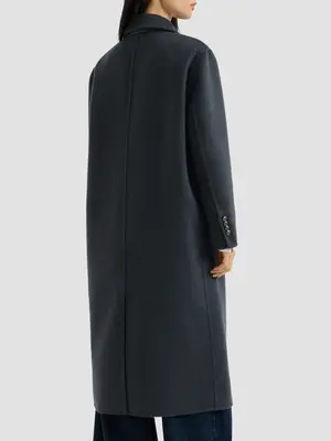 Brunello Cucinelli Hand-crafted Coat In Cashmere Beaver Double Cloth With Monili