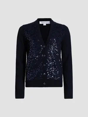 Michael Kors Lace & Cashmere V-neck Cardigan