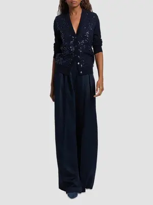 Michael Kors Lace & Cashmere V-neck Cardigan