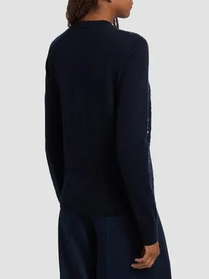 Michael Kors Lace & Cashmere V-neck Cardigan