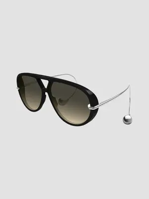 Bottega Veneta Drop 63mm Aviator Sunglasses Silver Black