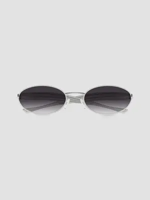 Bottega Veneta 56mm Oval Sunglasses - Silver