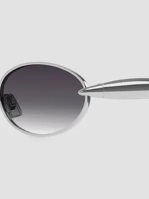 Bottega Veneta 56mm Oval Sunglasses - Silver