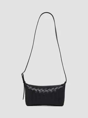 Bottega Veneta Traveler Intrecciato Leather Phone Pouch - Black Silver