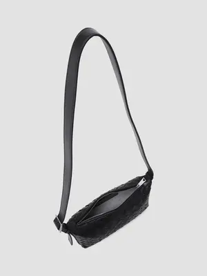 Bottega Veneta Traveler Intrecciato Leather Phone Pouch - Black Silver