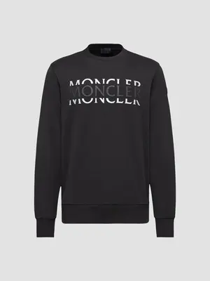 Moncler Crew Neck Sweatshirt In Cotton Jersey - Black