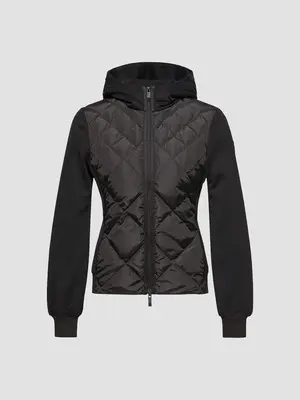 Moncler Down-filled Zip-up Hooded Sweatshirt In Cotton Fleece - Black