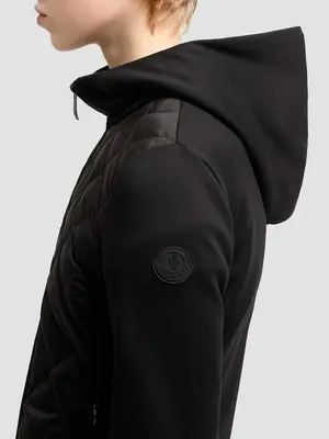 Moncler Down-filled Zip-up Hooded Sweatshirt In Cotton Fleece