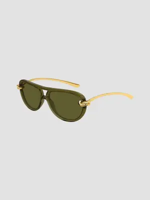 Bottega Veneta Knot 58mm Aviator Sunglasses - Green
