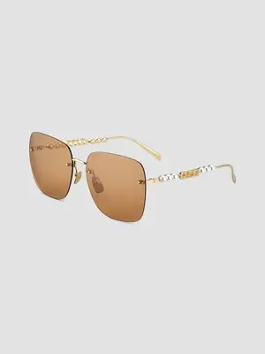 Gucci Fashion Show 63mm Square Sunglasses - Gold
