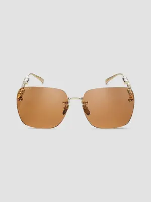 Gucci Fashion Show 63mm Square Sunglasses - Gold