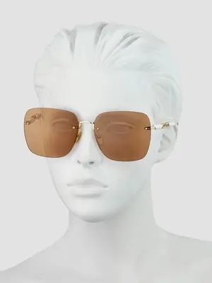 Gucci Fashion Show 63mm Square Sunglasses - Gold