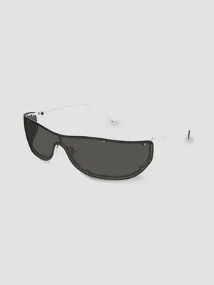 Saint Laurent 99mm Shield Sunglasses - Silver Grey