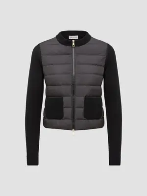 Moncler Down Filled Cardigan In Wool - Black