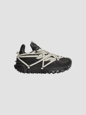 Moncler Rick Owens Trailgrip Megalace Sneakers In Leather - Black