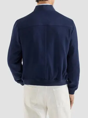 Brunello Cucinelli Lightweight Cashmere Flannel Bomber Jacket