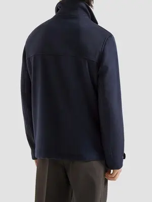 Brunello Cucinelli Virgin Wool Cloth Field Jacket With Nappa Leather Inserts