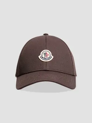 Moncler Baseball Hat In Cotton Gabardine - Brown