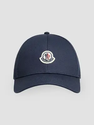 Moncler Baseball Hat In Cotton Gabardine - Navy Blue