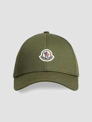 Moncler Baseball Hat In Cotton Gabardine - Olive Green