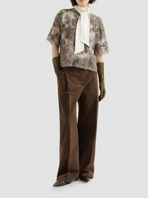 Brunello Cucinelli Stretch Cotton Moleskin Loose Sartorial Trousers
