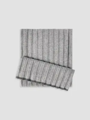 Brunello Cucinelli Cashmere Rib Knit Scarf - Light Grey