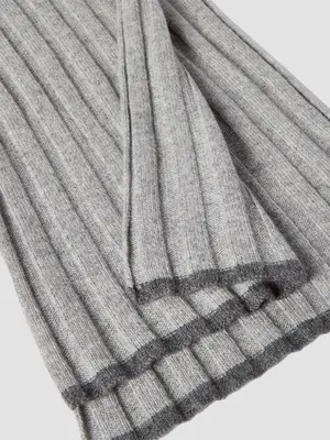 Brunello Cucinelli Cashmere Rib Knit Scarf - Light Grey