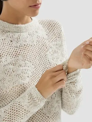 Brunello Cucinelli Lace Flowers Sweater - Ivory