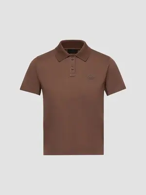 Moncler Polo Shirt In Cotton Jersey With Pleats