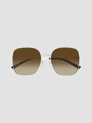 Gucci Gg Square Sunglasses - Silver Brown