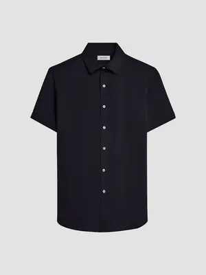 Bugatchi Miles Stretch Cotton Button-front Shirt - Black
