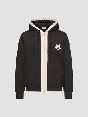 Moncler Zip-up Hoodie In Cotton - Black