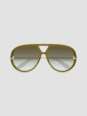 Bottega Veneta Drop 63mm Pilot Sunglasses - Silver Brown