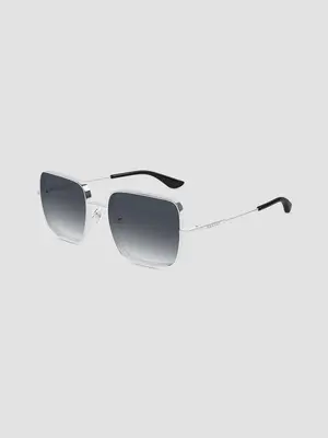 Alexander McQueen Metal T-bar 55mm Square Sunglasses - Silver Grey