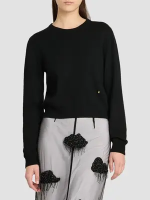 Moschino Ribbed Wool-blend Crewneck Sweater