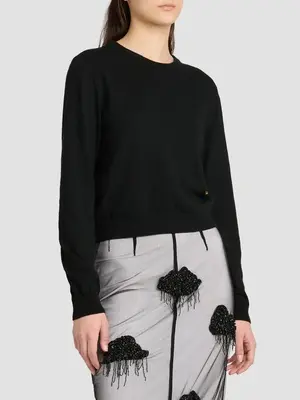 Moschino Ribbed Wool-blend Crewneck Sweater