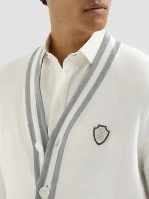 Brunello Cucinelli Cotton Cardigan With Logo - White
