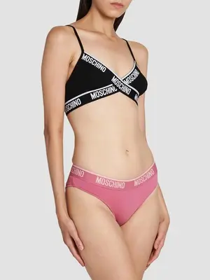 Moschino Logo Stretch-cotton Triangle Bralette