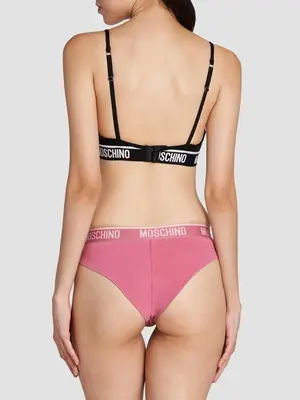 Moschino Logo Stretch-cotton Triangle Bralette