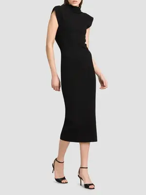 Alberta Ferretti Knit Open Cowlback Midi-dress