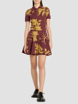 Moschino Floral A-line Virgin Wool Miniskirt