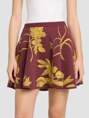 Moschino Floral A-line Virgin Wool Miniskirt