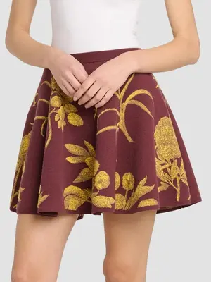 Moschino Floral A-line Virgin Wool Miniskirt