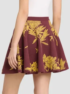 Moschino Floral A-line Virgin Wool Miniskirt