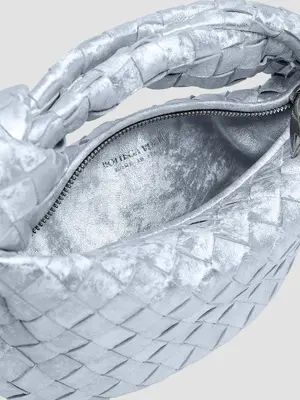Bottega Veneta Jodie Mini Metallic Intrecciato Leather Top Handle Bag