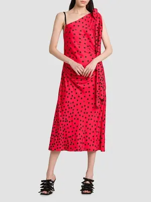 Moschino Polka Dot Bow One-shoulder Midi-dress