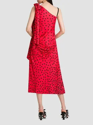 Moschino Polka Dot Bow One-shoulder Midi-dress